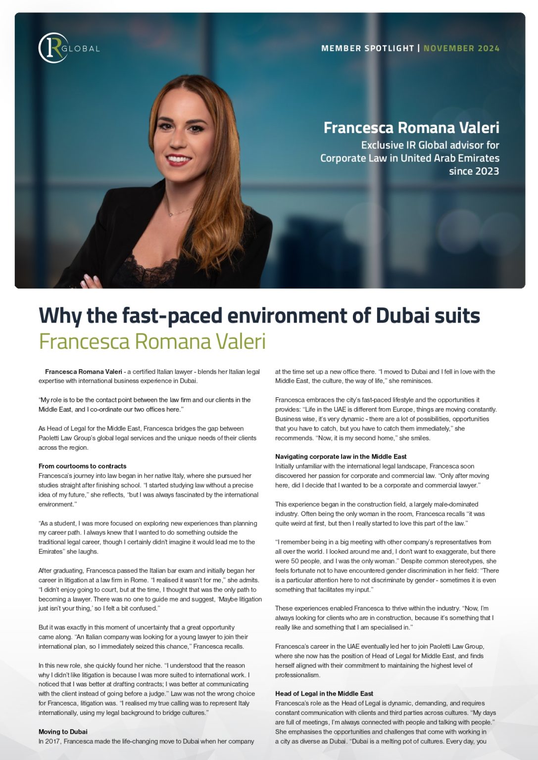 01 November 2024: Why the fast-paced environment of Dubai suits ...